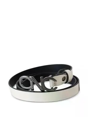 Costume National Logo Buckle Leather Belt - White