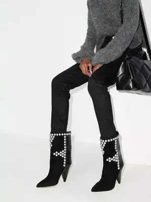 Isabel Marant Étoile Layo Stud-embellished Calfskin Suede Boots