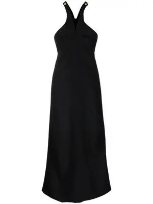 Rosetta Getty Virgin Wool Blend Crossover Neck Midi Dress