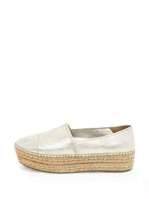 Prada Leather Platform Flat Espadrilles