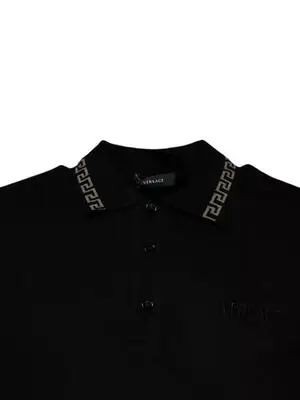 Versace Greca-trim Polo Shirt - Black