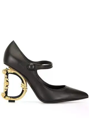 Dolce & Gabbana Lambskin Mary Jane Baroque Heel Pumps