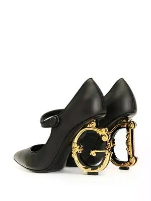 Dolce & Gabbana Lambskin Mary Jane Baroque Heel Pumps