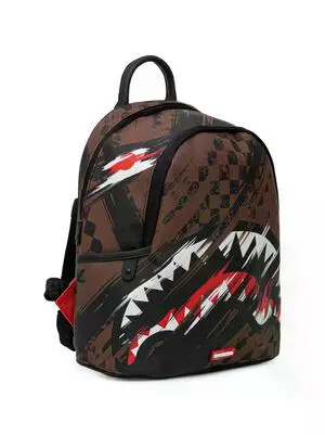 SPRAYGROUND Smeared Shark-print Backpack - Brown