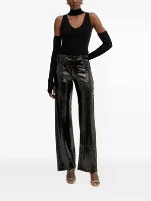 HAVEONE Ribbed V-neck Top With Integrated Collar And Detachable Sleeves
