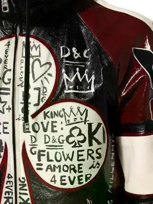 Dolce & Gabbana Graffiti Print Leather Biker Jacket