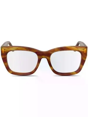 Victoria Beckham Rectangular Striped Acetate Eyeglasses - Brown