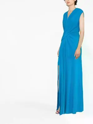 Alberta Ferretti Sleeveless Slouchy Hood Gown - Blue