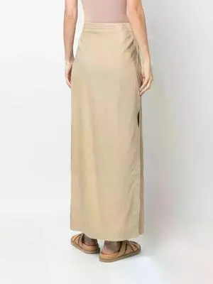 Alberta Ferretti Linen-blend Wrap Maxi Skirt