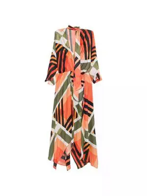 SIMONA CORSELLINI Geometric Print V-neck Dress