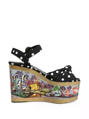 Dolce & Gabbana Polka-dot Fish Motif Platform Wedge Sandals