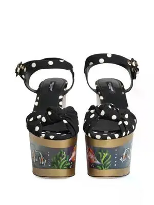 Dolce & Gabbana Polka-dot Fish Motif Platform Wedge Sandals