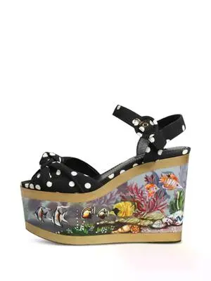 Dolce & Gabbana Polka-dot Fish Motif Platform Wedge Sandals