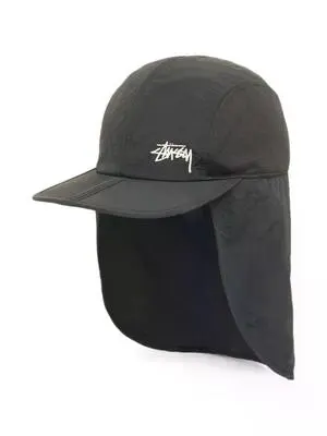 StÜssy Logo Embroidered Panelled Hat - Black