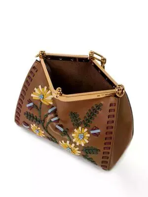 Etro Small Leather Vela Bag With Floral Motif