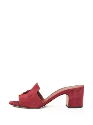 Loro Piana Suede Charm Detail Block Heel Sandals