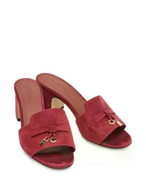 Loro Piana Suede Charm Detail Block Heel Sandals