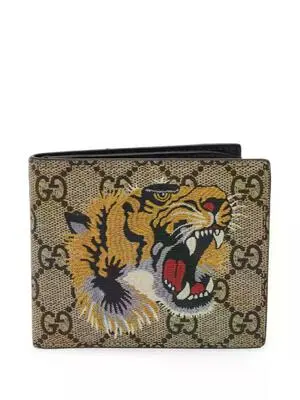 Gucci Gg Supreme Tiger-print Bi-fold Wallet