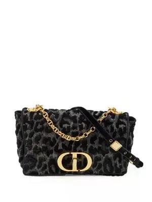 Dior Medium Caro Leopard Shoulder Bag - Black