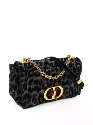 Dior Medium Caro Leopard Shoulder Bag - Black