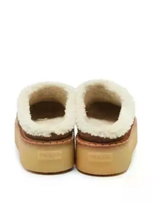Prada Shearling-trim Flat Mules
