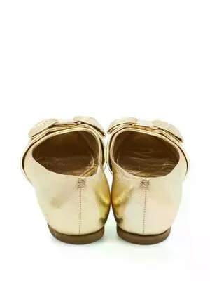 FERRAGAMO Varina Ballet Flats Tone Leather Bow Detail