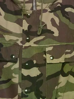 Saint Laurent Camouflage Print Embellished Hooded Jacket