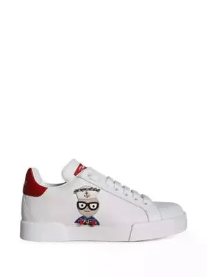 Dolce & Gabbana Portofino Applique Leather Sneakers