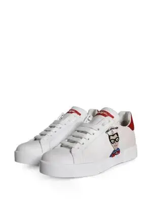 Dolce & Gabbana Portofino Applique Leather Sneakers