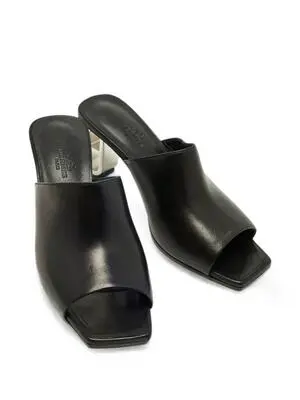 Hermès Leather Square Toe Cut-out Heel Slip-on Sandals