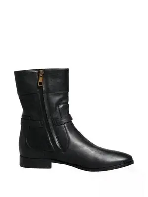 Dolce & Gabbana Leather Ankle Boots With Gold-tone Dg Logo