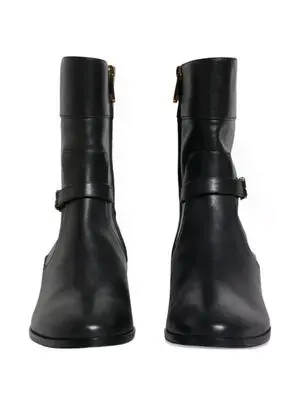 Dolce & Gabbana Leather Ankle Boots With Gold-tone Dg Logo