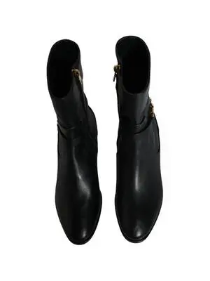 Dolce & Gabbana Leather Ankle Boots With Gold-tone Dg Logo