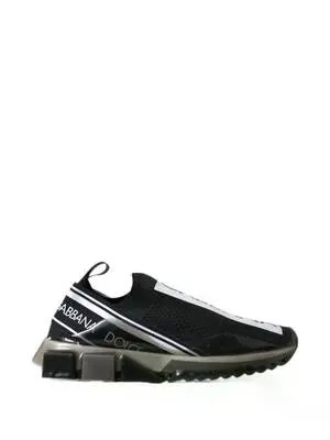 Dolce & Gabbana Sorrento Logo Print Knit Slip-on Sneakers - Black
