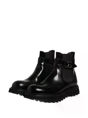 Dolce & Gabbana Polished Leather Belted Ankle Boots