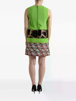 Dolce & Gabbana Sleeveless Leopard Print & Floral Brocade Mini Dress
