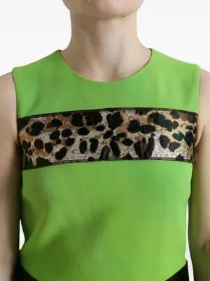 Dolce & Gabbana Sleeveless Leopard Print & Floral Brocade Mini Dress