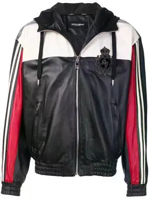 Dolce & Gabbana Colour Block Zipped Leather Jacket