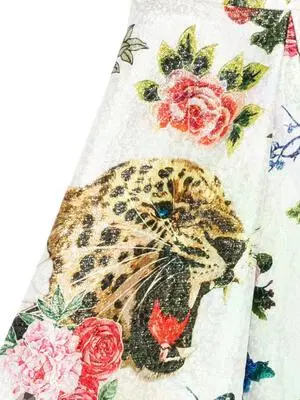 Philipp Plein Floral And Leopard Print A-line Skirt