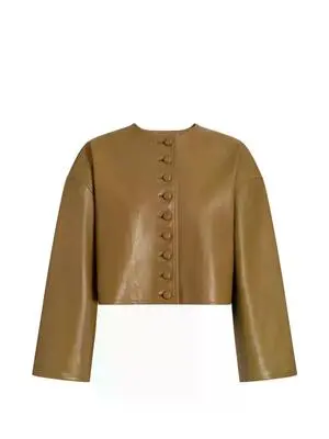Alberta Ferretti Cropped Leather Jacket With Button Detailing