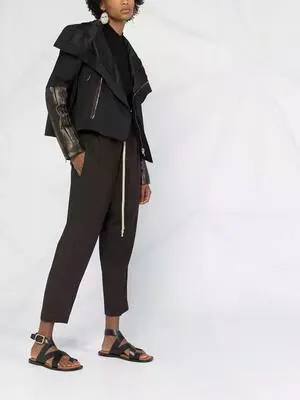 Rick Owens Leather Sleeve Zipped Jacket