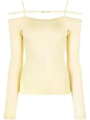 Jacquemus Sierra Long-sleeve Off-shoulder Top - Neutrals