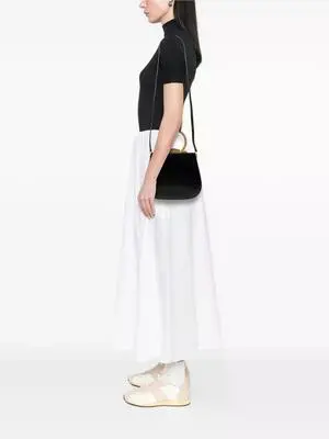 FERRAGAMO Leather Gancini Top Handle Bag Satchel - Black