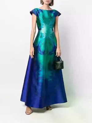 Alberta Ferretti Butterfly Print A-line Gown