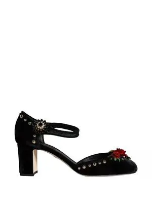 Dolce & Gabbana Velvet Rose Appliqué Studded Pumps