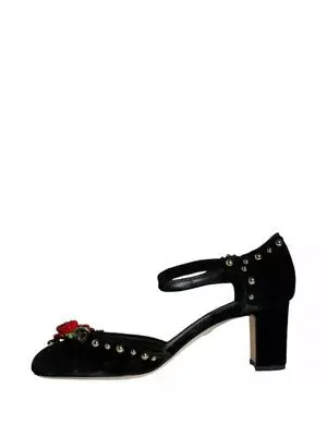 Dolce & Gabbana Velvet Rose Appliqué Studded Pumps