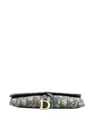 Dior Oblique Canvas Saddle Wallet On Chain Crossbody Bag - Blue