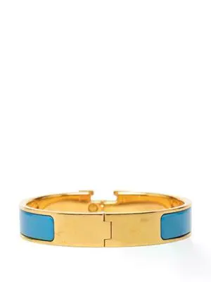 Hermès Narrow Enamel Clic H Bracelet Pm - Blue