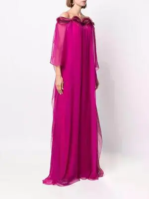 Alberta Ferretti Draped Sleeves Silk Gown
