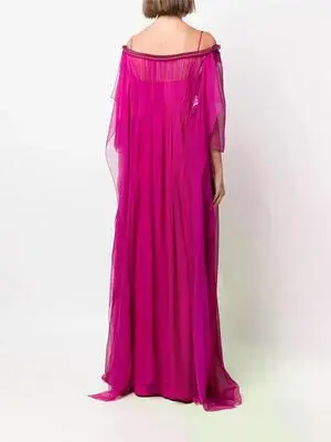 Alberta Ferretti Draped Sleeves Silk Gown